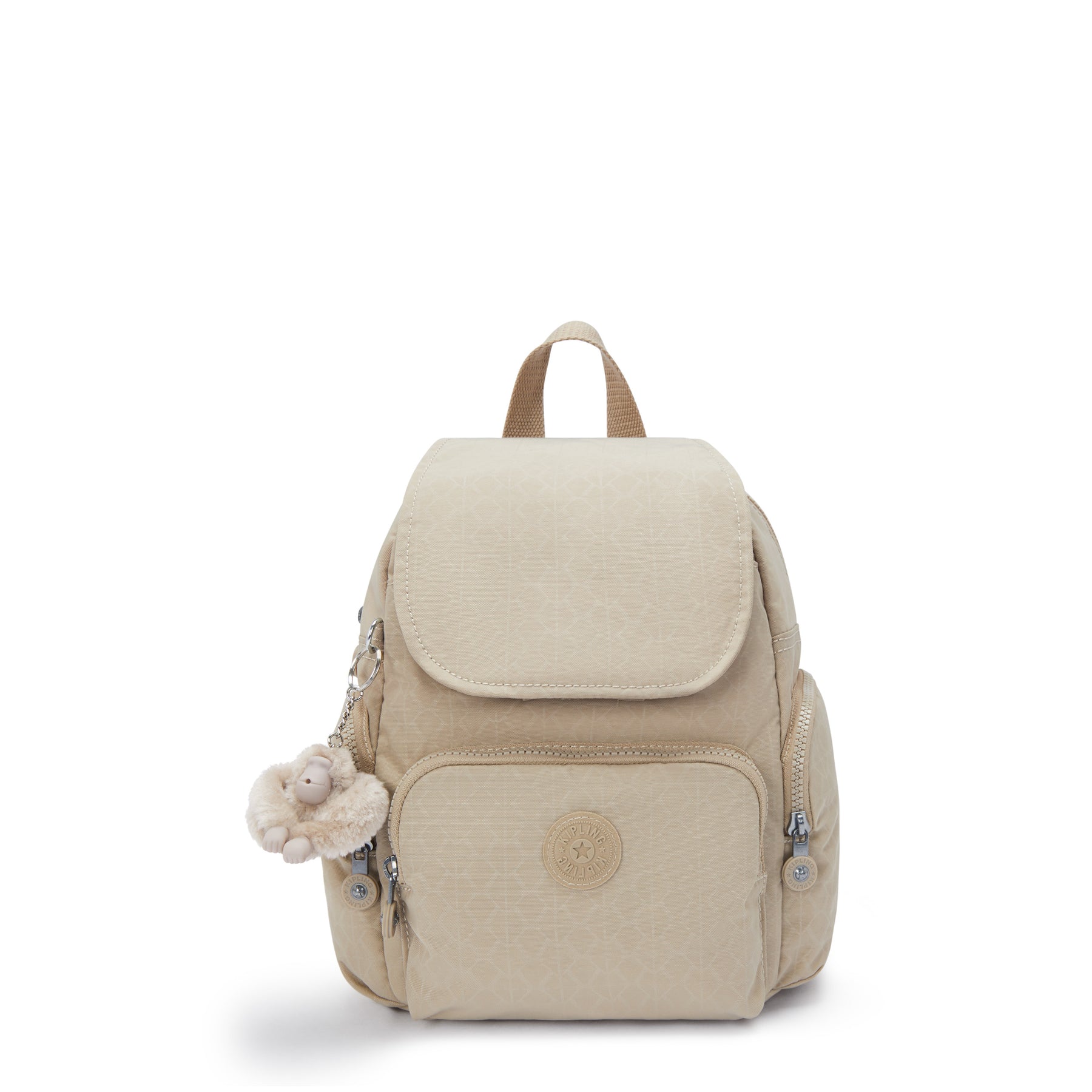 KIPLING Small backpack Female Signature Beige Embossed City Zip Mini I