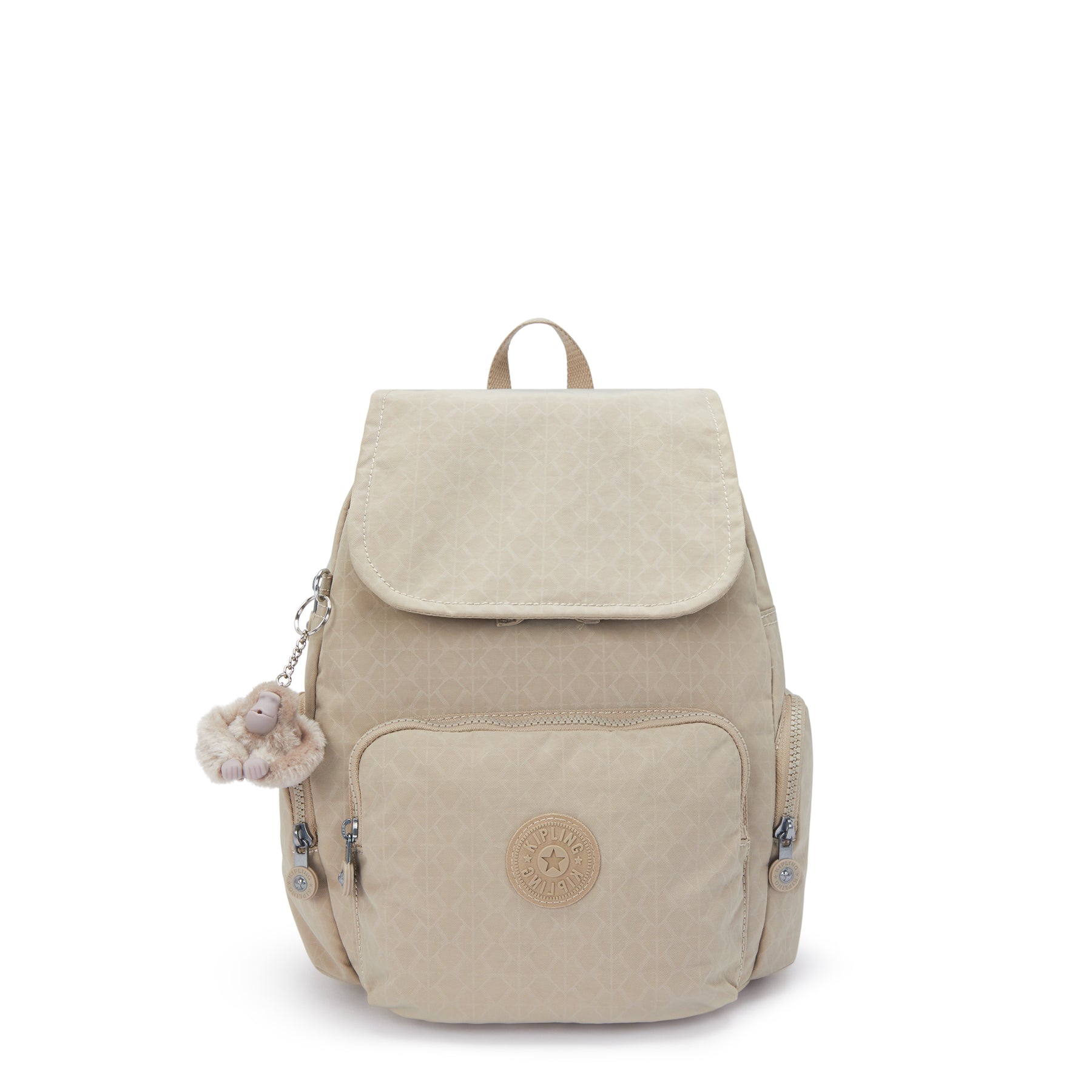 KIPLING Small backpack Female Signature Beige Embossed City Zip S I563