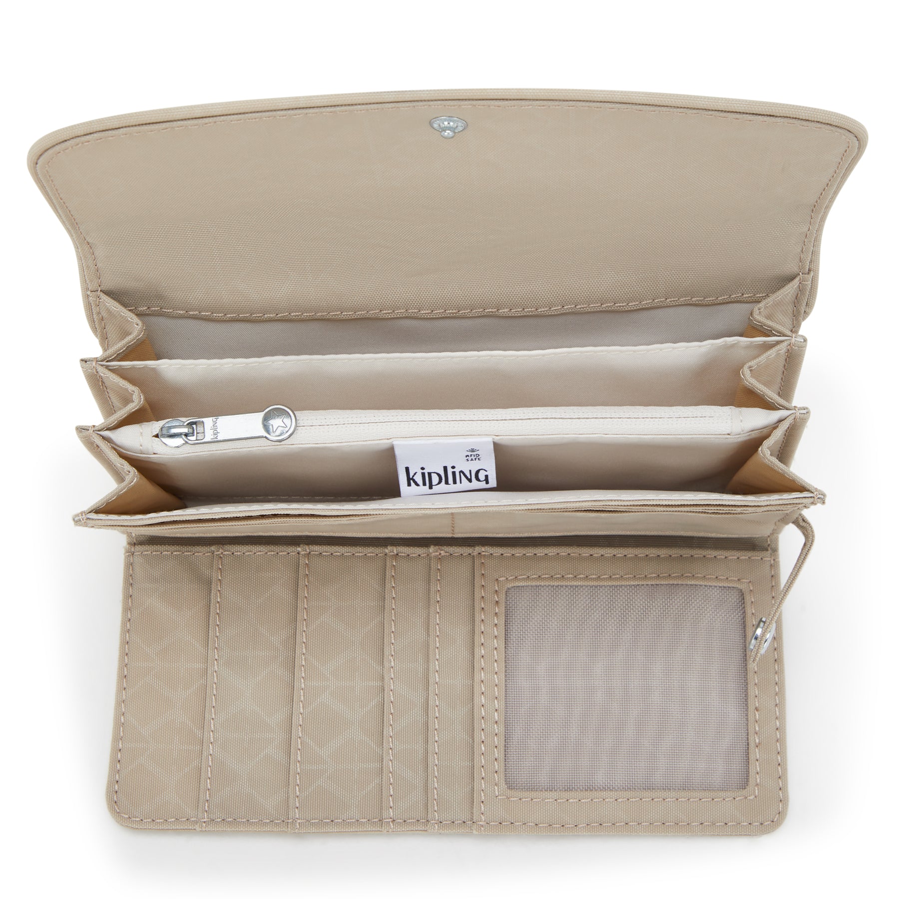 KIPLING Large Wallet Female Signature Beige Embossed Money Land I7015-