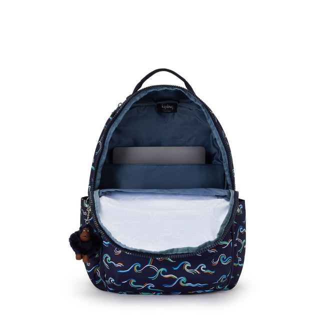 Kipling Large Backpack With Padded Laptop Compartment Unisex Fun Ocean
