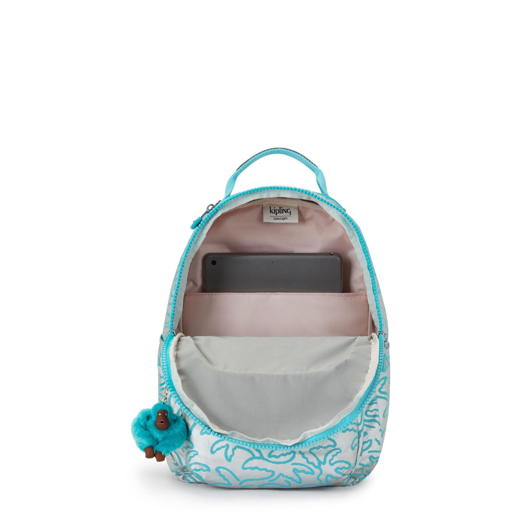 Kipling Small Backpack With Tablet Protection Female Metallic Palm Seo