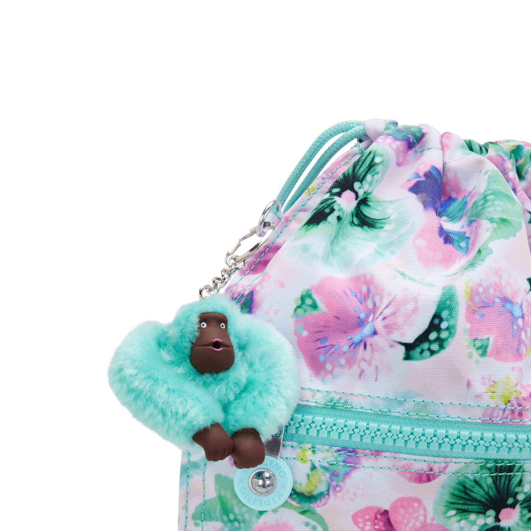 KIPLING Medium backpack (with drawstring) Female Aqua Blossom Supertab