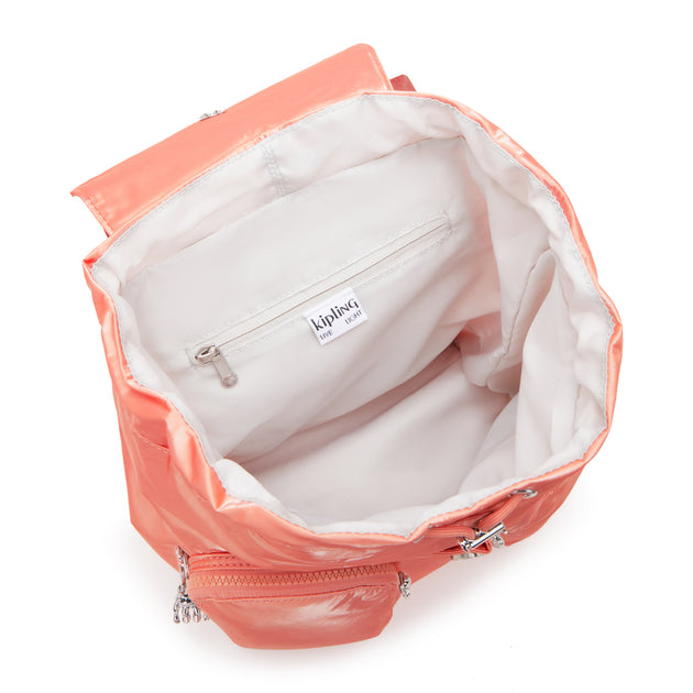 KIPLING Small Drawstring Backpack with Front Pockets Female Peach Glam